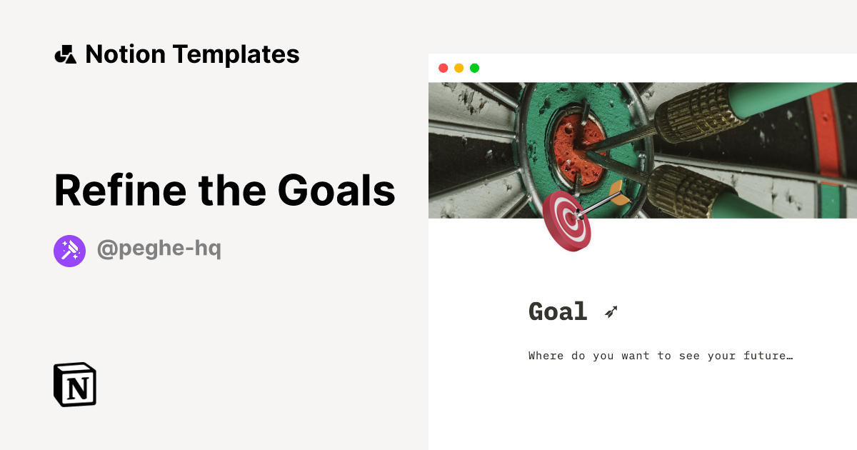 Refine the Goals Template by Peghe HQ | Notion Marketplace
