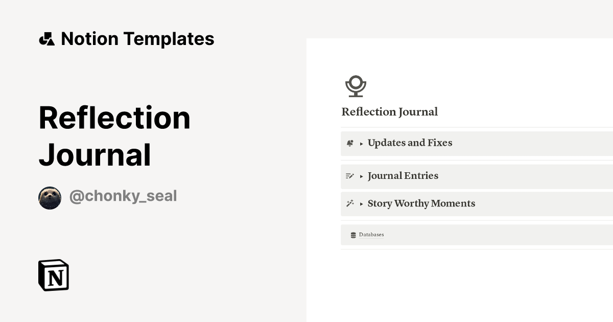 Reflection Journal Template | Notion Marketplace