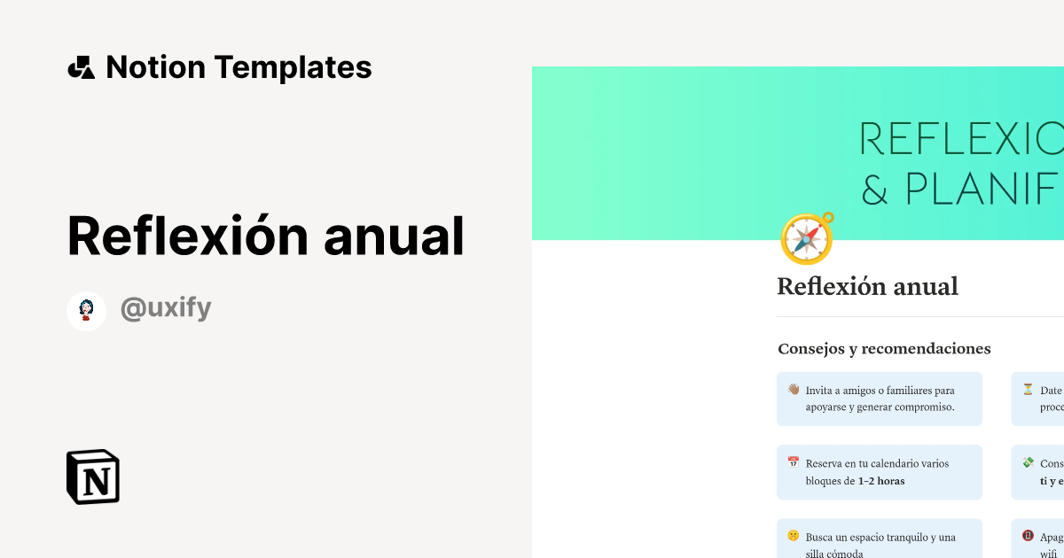 Reflexión anual Template | Notion Marketplace