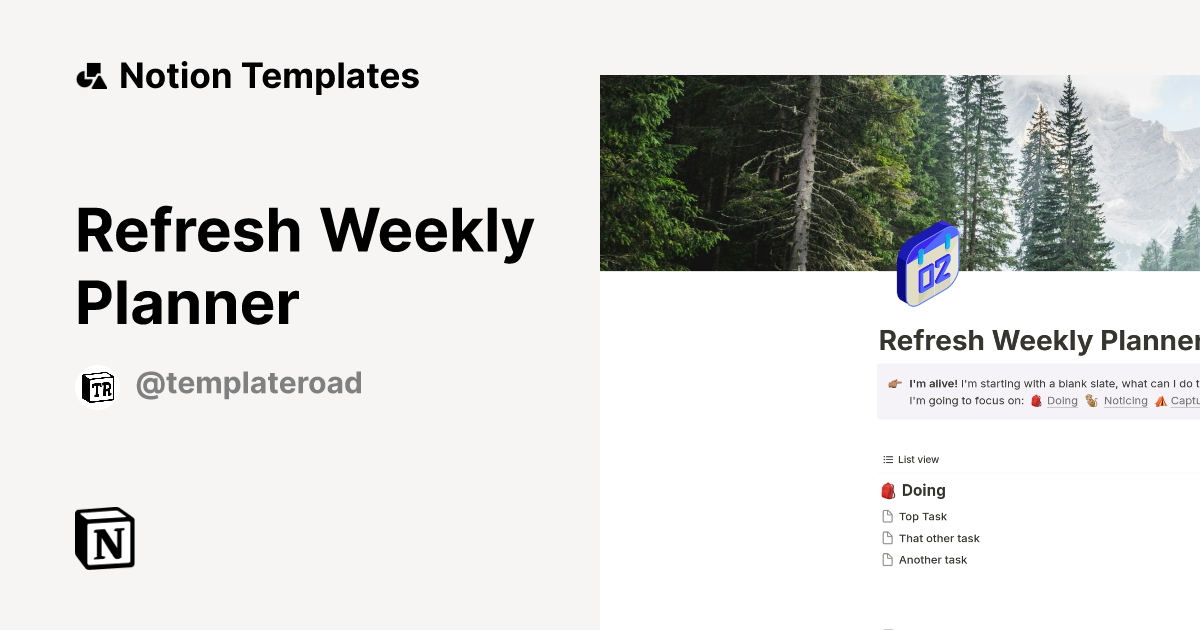 Refresh Weekly Planner Template by Template Road | Notion Marketplace
