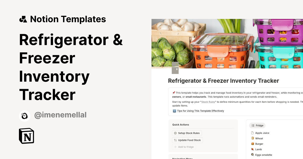 Refrigerator & Freezer Inventory Tracker Template by ImeneM | Notion Marketplace