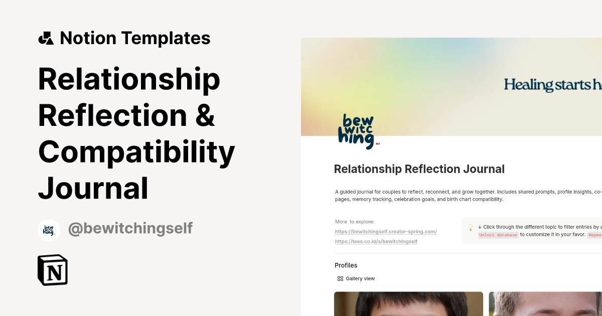 Relationship Reflection & Compatibility Journal Template | Notion ...