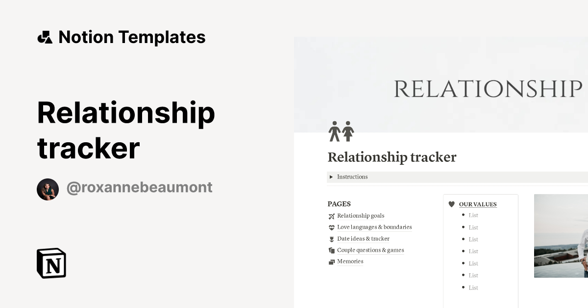 Relationship tracker Template by Roxanne Beaumont | Notion Marketplace