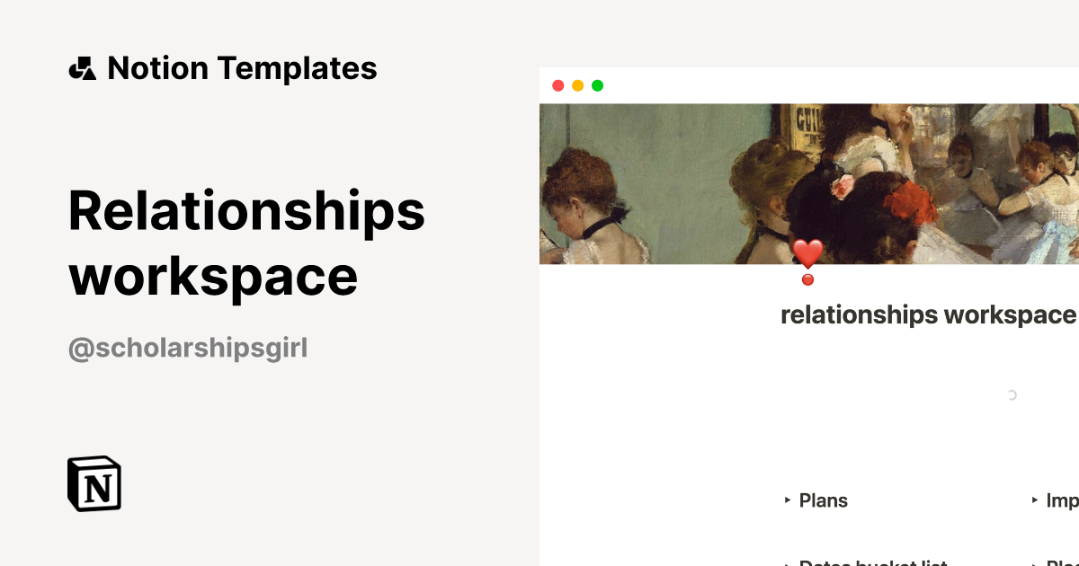 Relationships workspace Template by sophie | Notion Marketplace