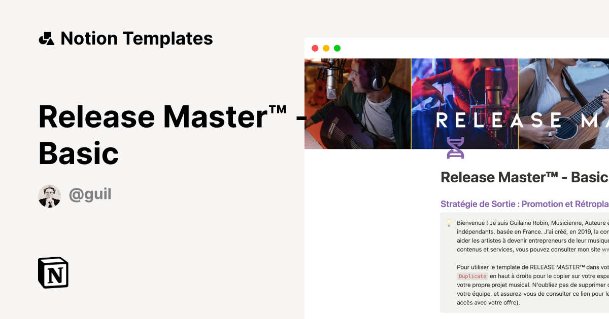 Release Master™ - Basic Template by Guilaine Robin | Notion Marketplace