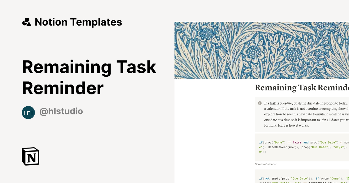 Remaining Task Reminder Template | Notion Marketplace