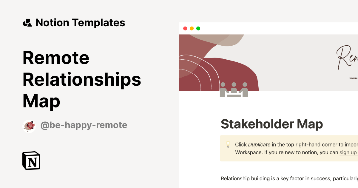 Remote Relationships Map Template by Be Happy Remote | Notion Marketplace