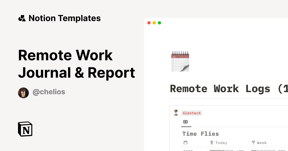 Remote Work Journal & Report Template | Notion Marketplace