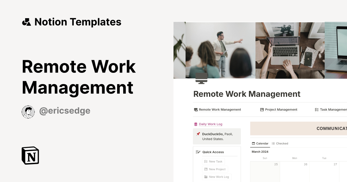 Remote Work Management Template by Eric | Notion Marketplace