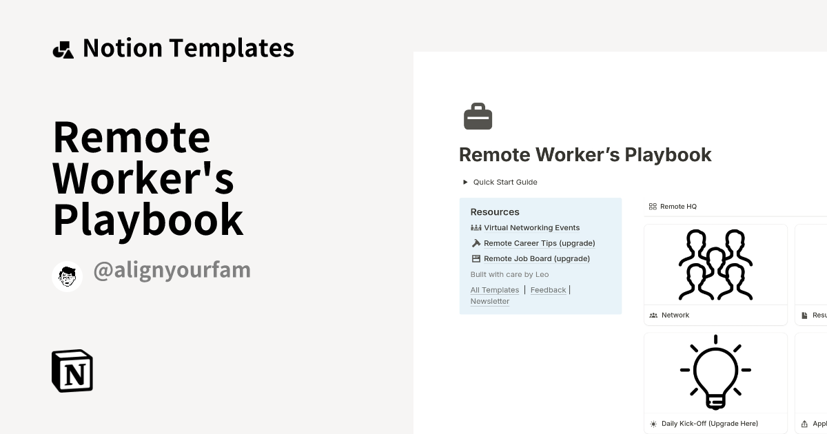 Remote Worker's Playbook Template | Notion Marketplace