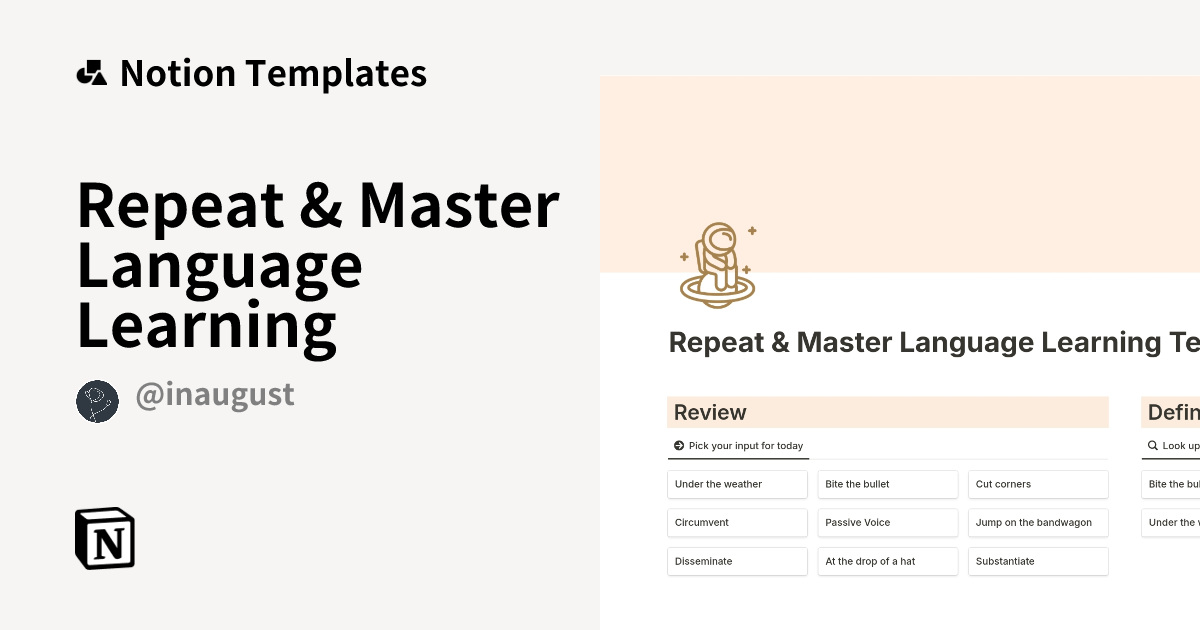 Repeat & Master Language Learning Template | Notion Marketplace