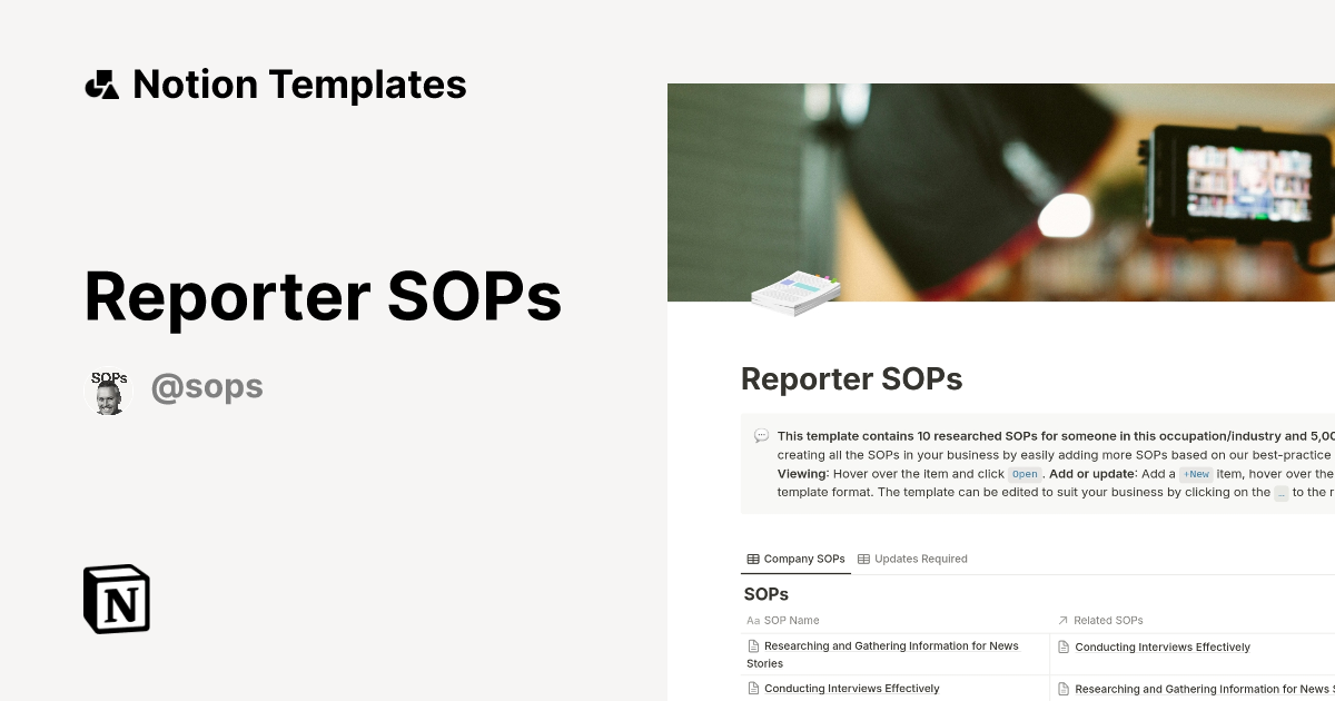 Reporter SOPs Template | Notion Marketplace
