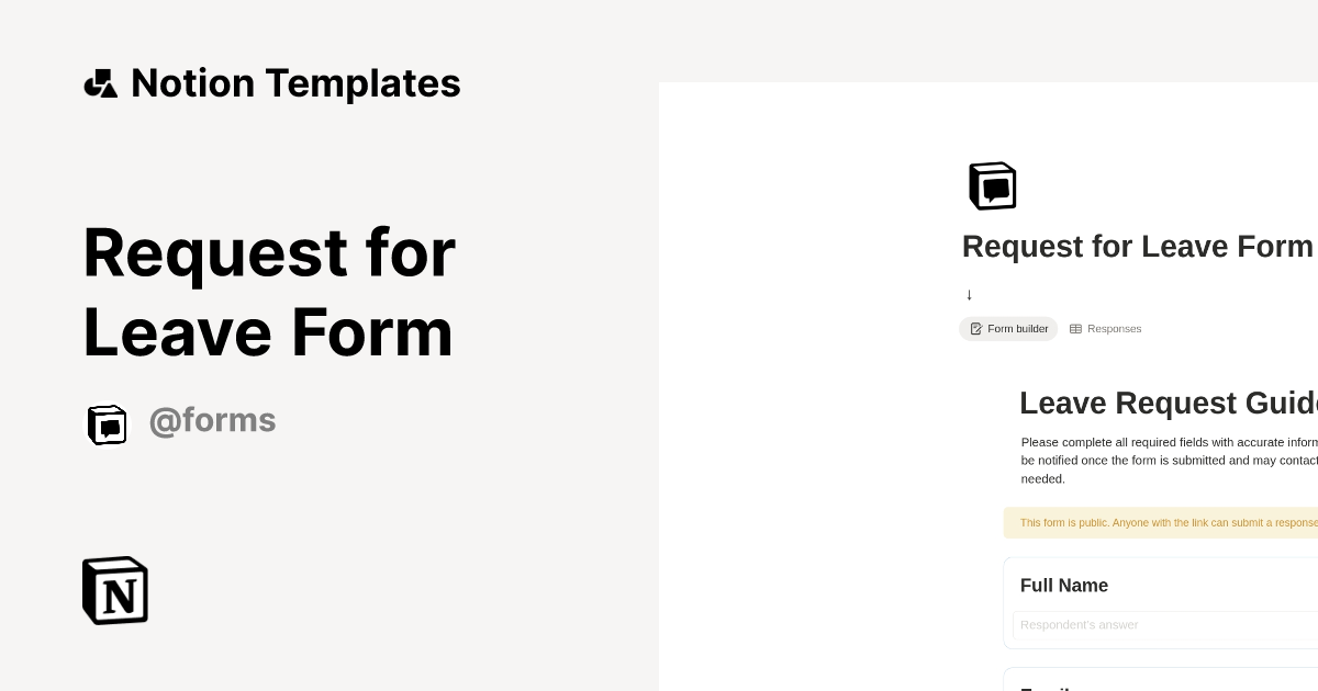 Request for Leave Form Template by Forms | Notion Marketplace