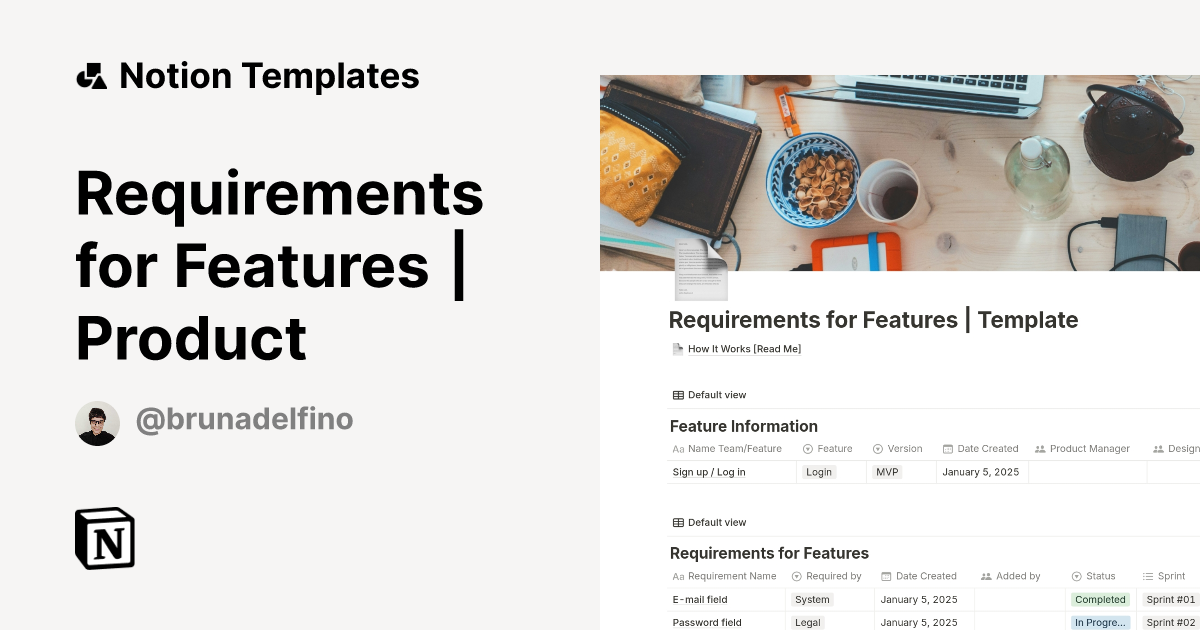 Requirements for Features | Product Template | Notion Marketplace