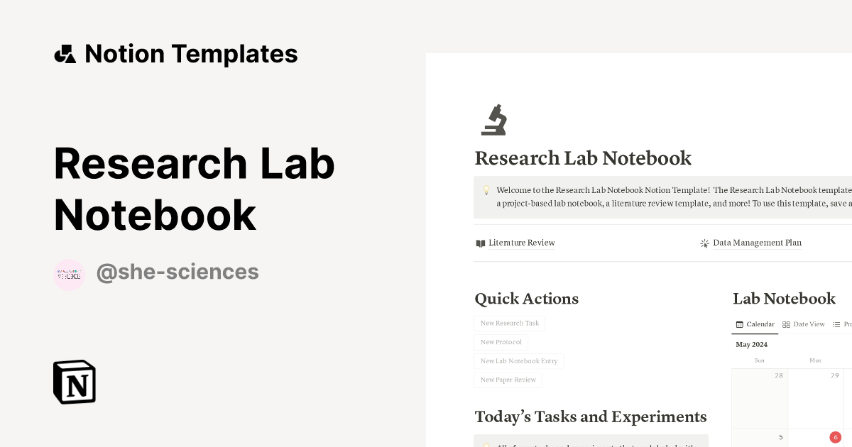 Research Lab Notebook Template | Notion Marketplace