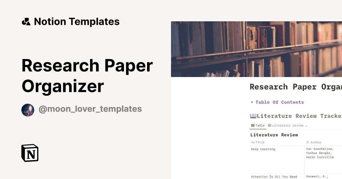 Research Paper Organizer Template by Moon_Lover_Templates | Notion ...