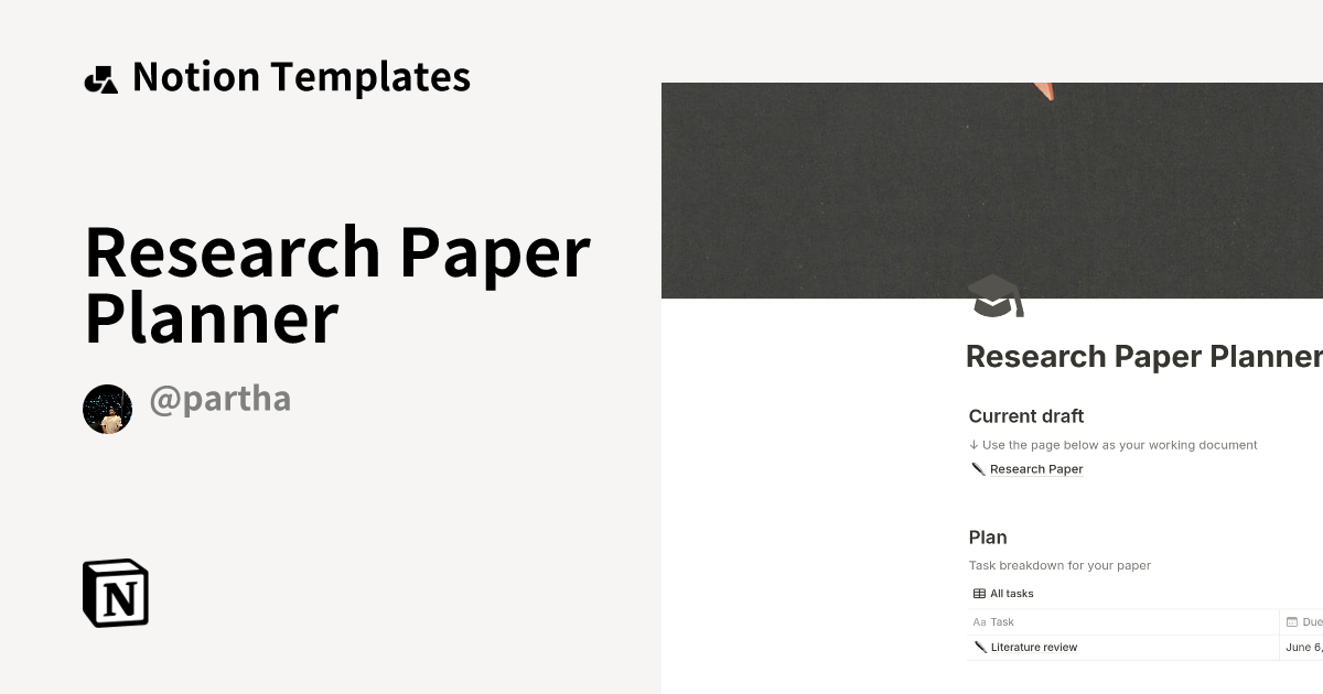Research Paper Planner Template | Notion Marketplace
