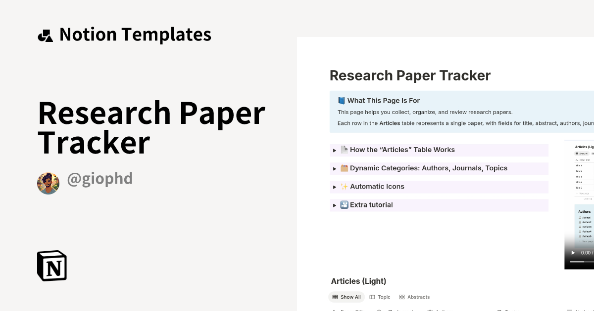 Research Paper Tracker Template | Notion Marketplace