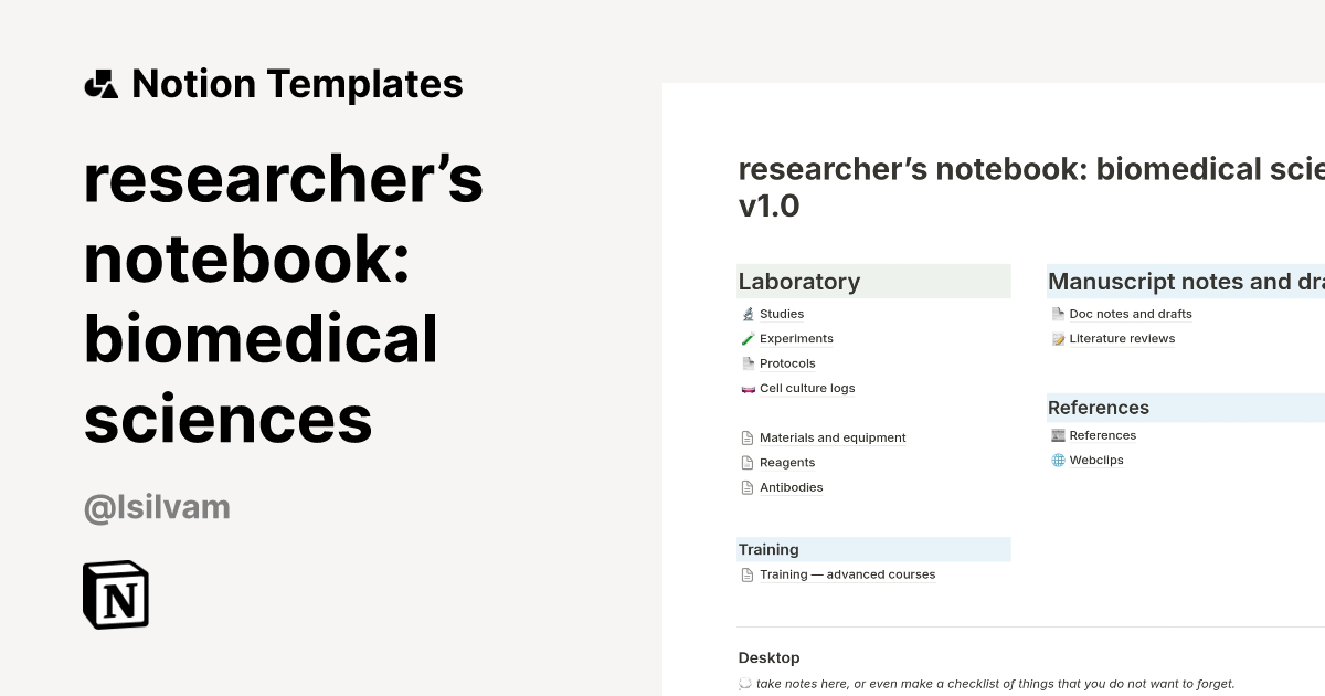 researcher’s notebook: biomedical sciences Template by Leonardo ...