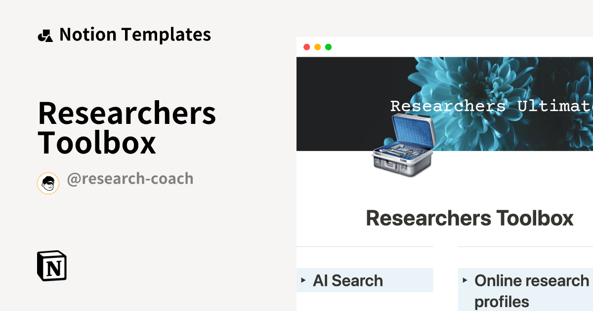 Researchers Toolbox Template | Notion Marketplace