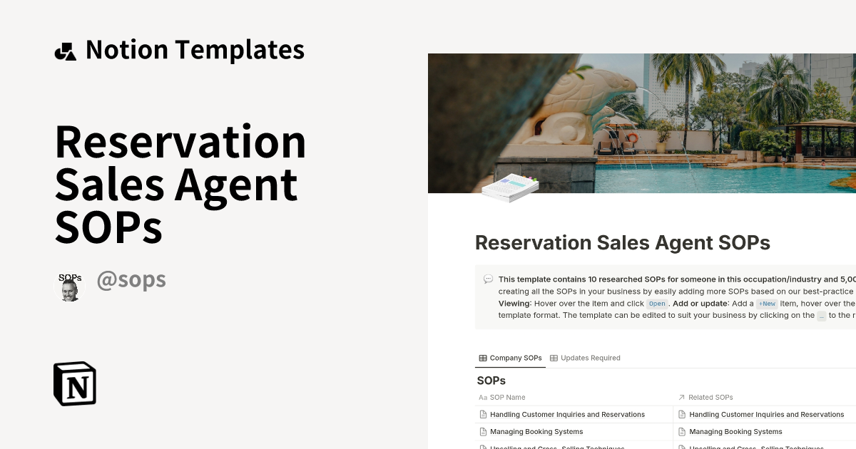 Reservation Sales Agent SOPs Template | Notion Marketplace