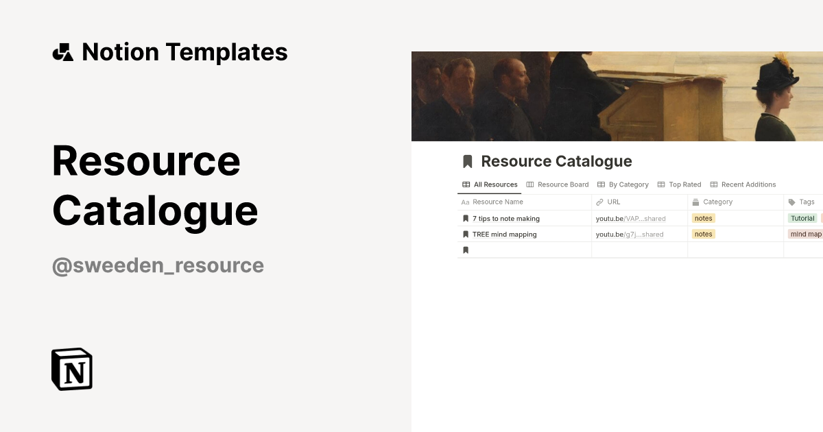 Resource Catalogue Template by Sweeden | Notion Marketplace