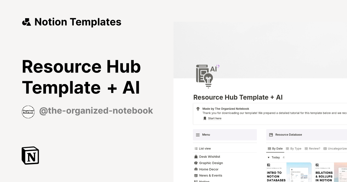 Resource Hub Template + AI Template by The Organized Notebook | Notion ...