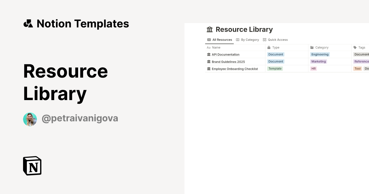 Resource Library Template | Notion Marketplace