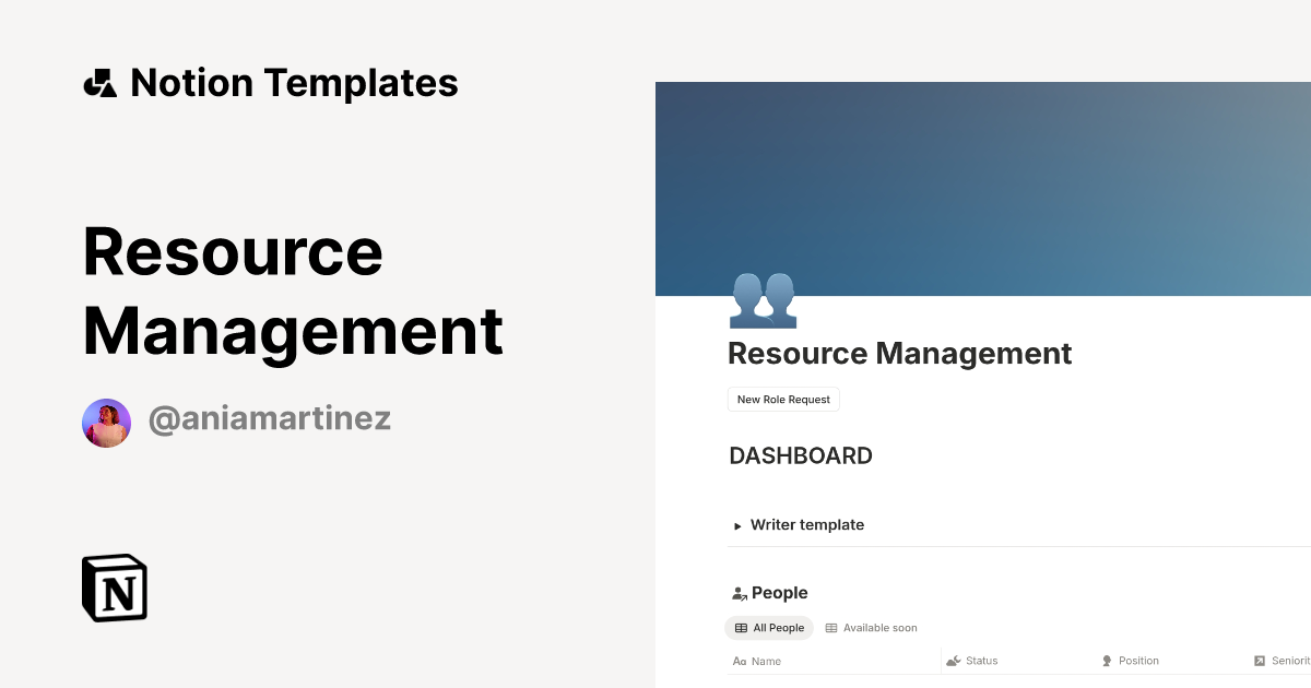 Resource Management Template by Ania Martinez | Notion Marketplace