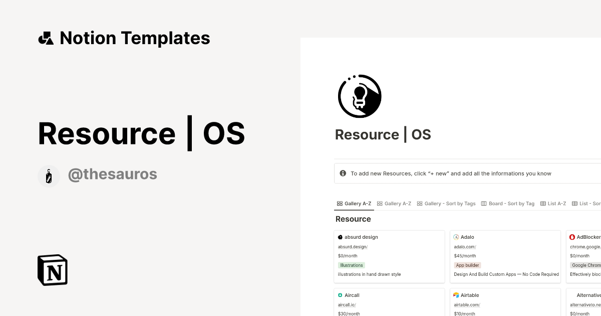 Resource | OS Template by Thesauros | Notion Marketplace