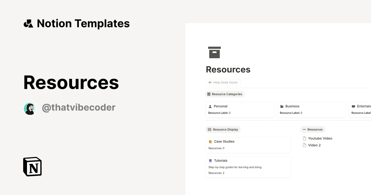 Resources Template by That Vibe Coder | Notion Marketplace