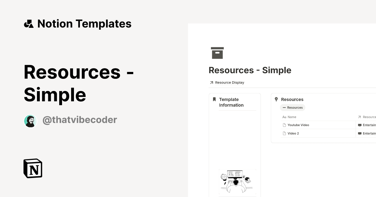 Resources - Simple Template by That Vibe Coder | Notion Marketplace