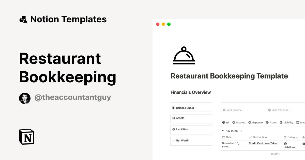 Restaurant Bookkeeping Template | Notion Marketplace