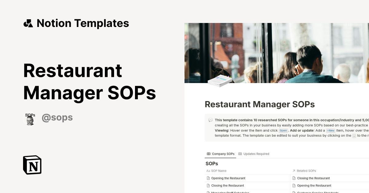 Restaurant Manager SOPs Template by SOPs | Notion Marketplace