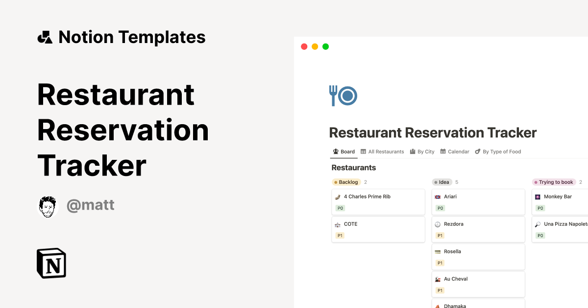 Restaurant Reservation Tracker Template | Notion Marketplace