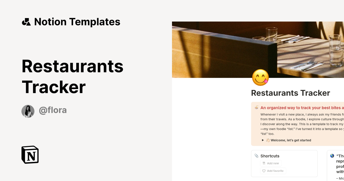 Restaurants Tracker Template by Studio Flora | Notion Marketplace