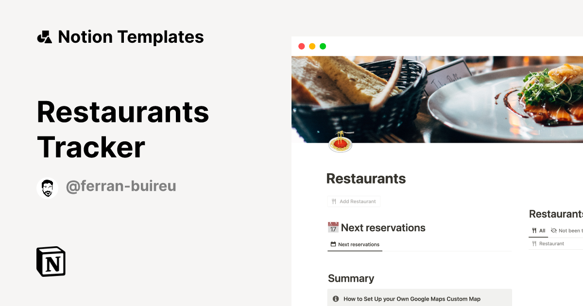 Restaurants Tracker Template by Ferran Buireu | Notion Marketplace