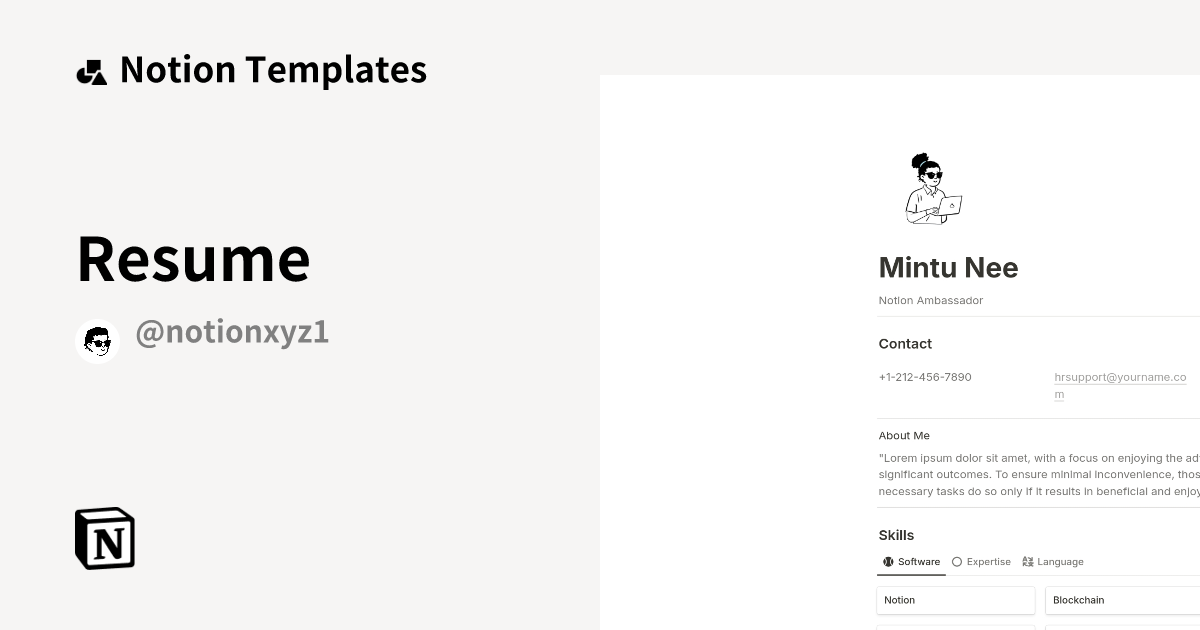 Resume Template by Notionxyz | Notion Marketplace