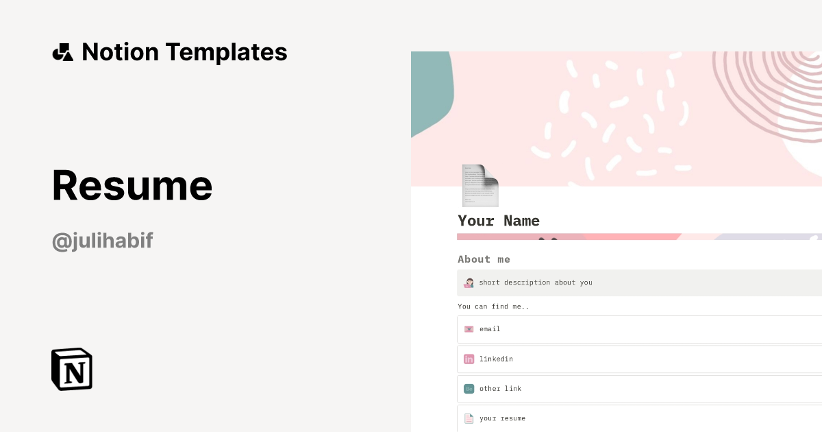 Resume Template by Julieta Habif | Notion Marketplace