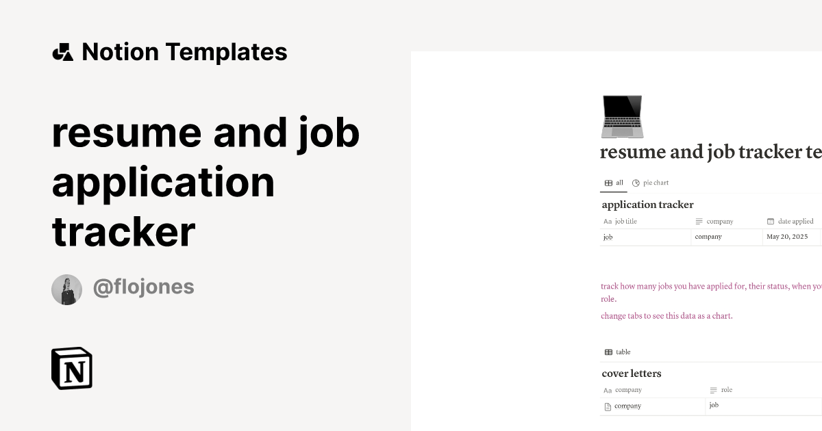 resume and job application tracker Template | Notion Marketplace