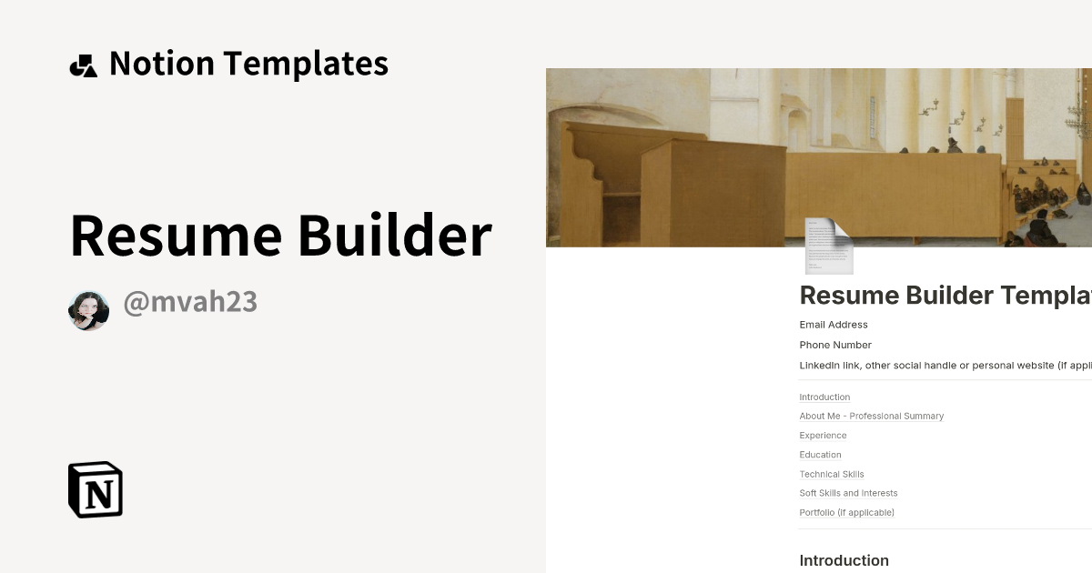 Resume Builder Template | Notion Marketplace