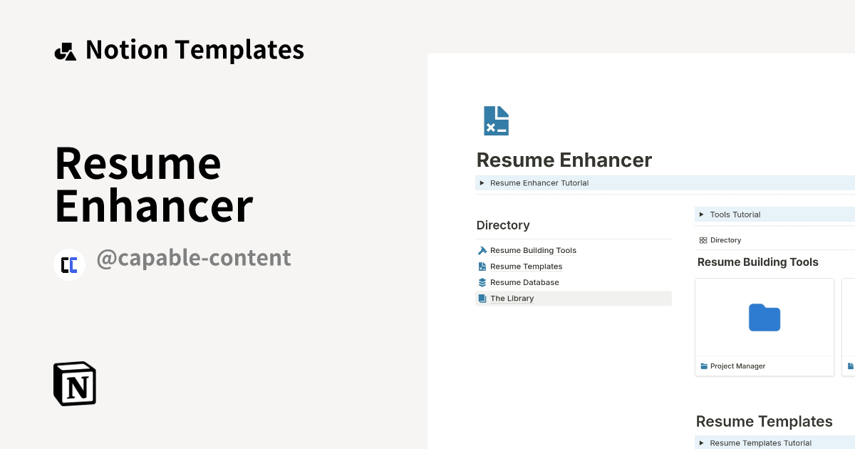 Resume Enhancer Template by Capable Content | Notion Marketplace