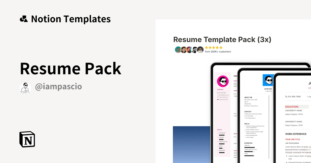 Resume Pack Template by Pascio | Notion Marketplace