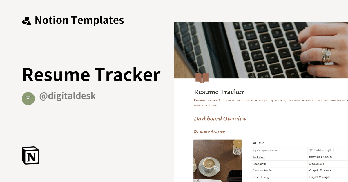 Resume Tracker Template by Digital Desk | Notion Marketplace