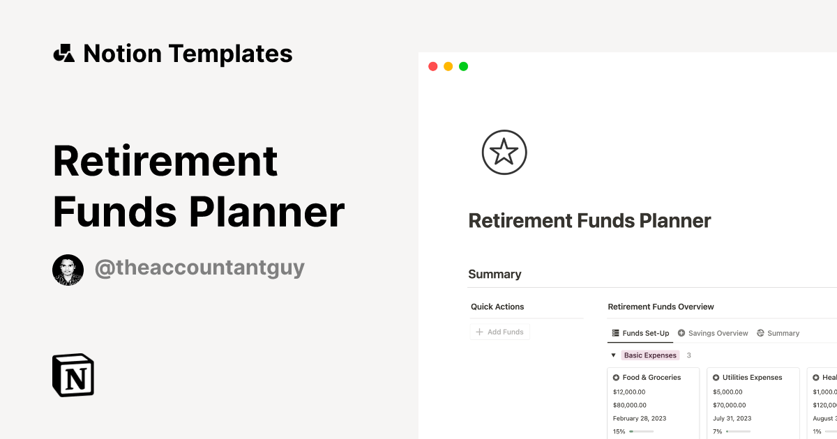 Retirement Funds Planner Template by theaccountantguy | FinanceGuy ...