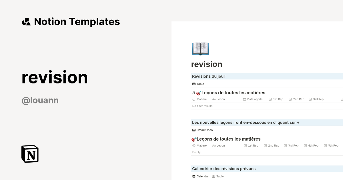 revision Template by Louann | Notion Marketplace