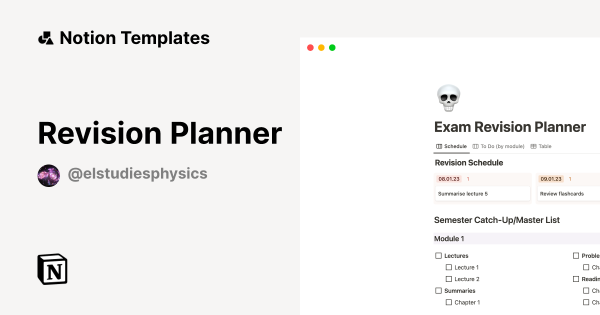 Revision Planner Template by El | Notion Marketplace