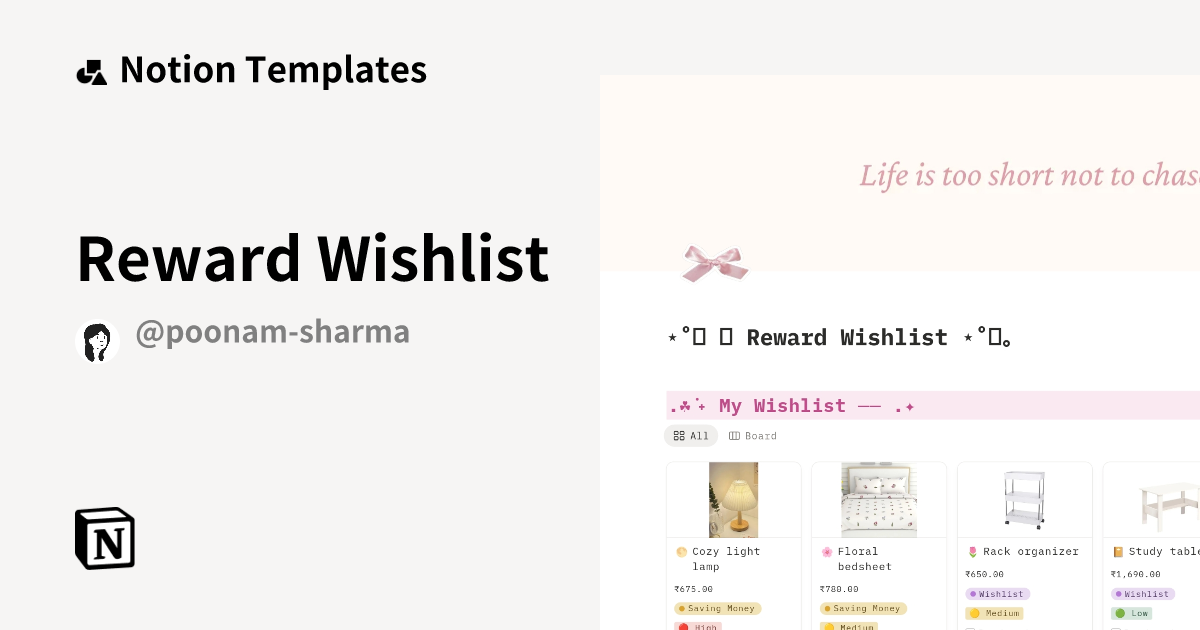 Reward Wishlist Template | Notion Marketplace