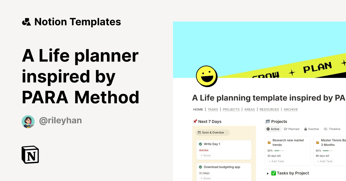 A Life planner inspired by PARA Method Template | Notion Marketplace