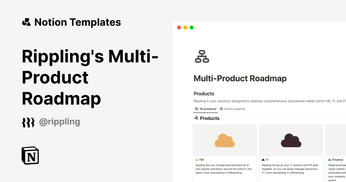 Rippling's Multi-Product Roadmap Template by Rippling | Notion Marketplace